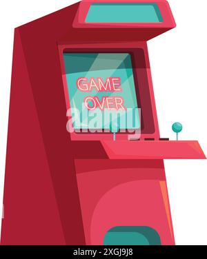 Classic arcade game machine displaying a game over message on its ...