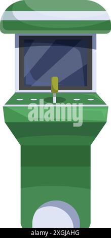 arcade machine in the background. green monitor with the word game over. flat vector ...