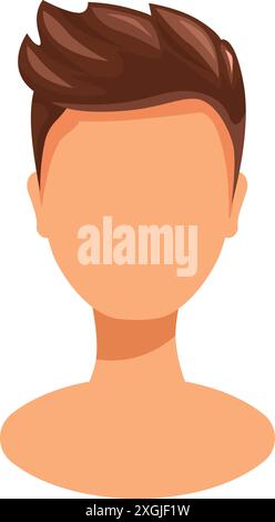 Faceless male character portrait featuring trendy brown hair, suitable ...