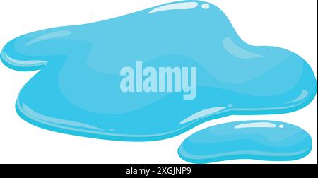 Bright blue liquid spilling and forming a puddle on a white background ...