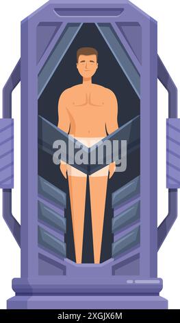 Man is standing inside a cryogenic chamber, being frozen for future ...
