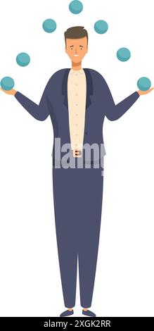 Businessman is juggling multiple tasks, symbolizing his ability to handle pressure and ...