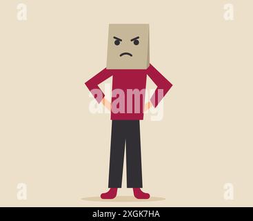 Angry woman, annoyed emotion. Irritated half body female line drawing ...