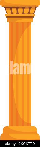 Golden greek column with fluting and base is an architectural element ...
