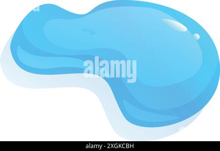 Cartoon blue liquid puddle spreading on the floor, isolated on white ...