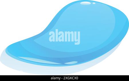 Cartoon blue water puddle spreading on a white background. Blue water ...
