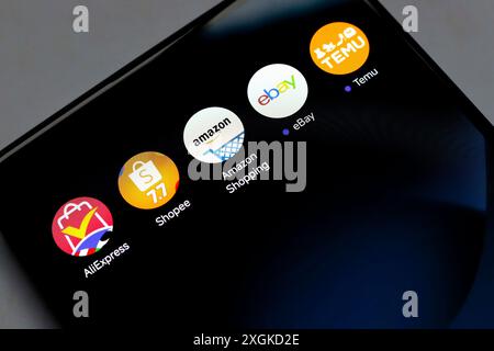 In this photo illustration, the AliExpress, Shopee, Amazon Shopping ...