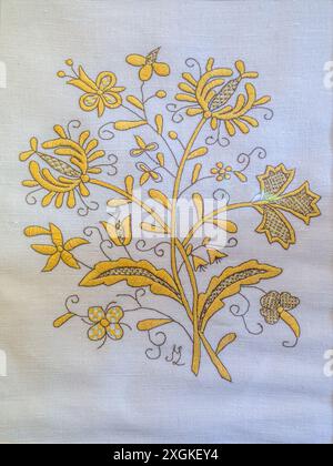Fabric with traditional Kashubian embroidery pattern Stock Photo - Alamy