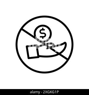 Stop Corruption icon logo sign vector outline in black and white color ...