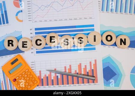 Recession fear symbol. Concept words Recession fears on a notepad on a ...