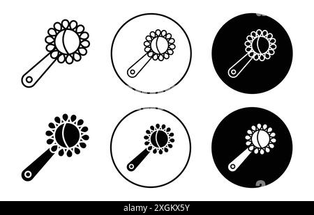 Baby rattle icon logo sign vector outline in black and white color ...