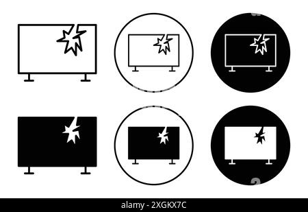 Broken computer monitor icon. Outline broken computer monitor vector ...