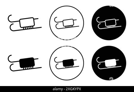 Sled icon logo sign vector outline in black and white color Stock ...