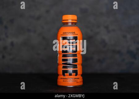 Doha, Qatar - July 10, 2024: Prime is an energy drinks created and ...