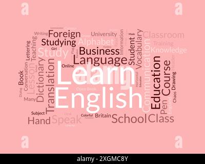 Learn English wordcloud template. Education concept vector background ...