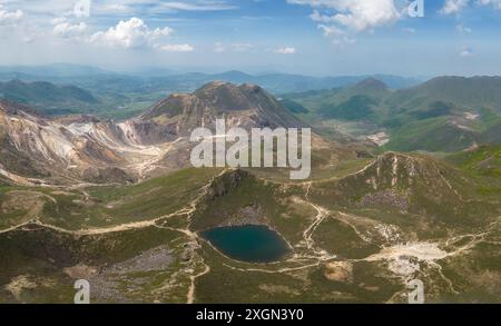 Kujusan, Japan: Dramatic aerial panorama the volcanic landscape of the ...