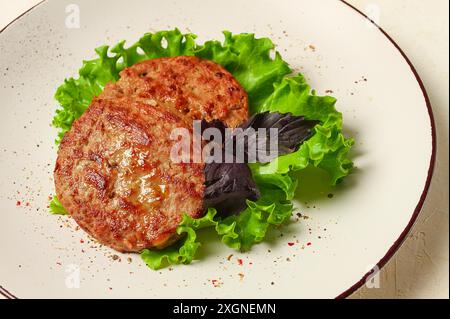 Fried beef patties, top view, no people Stock Photo - Alamy