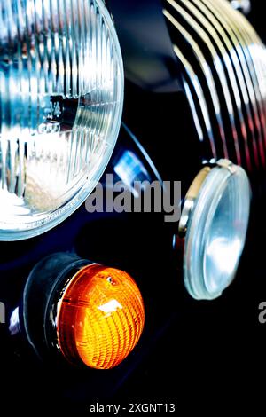 Car Lamps and Car Grille on the Front of a an Old Classic Car in ...