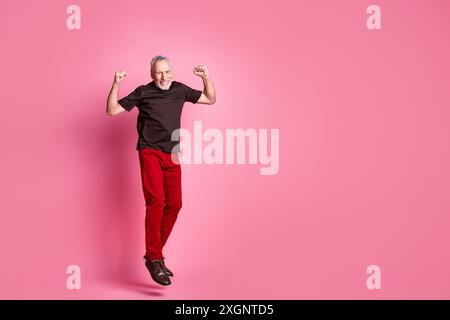 Overjoyed senior man raising fists up. Achievement or win in lottery ...