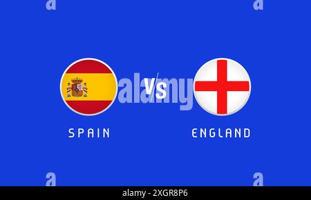 Spain vs England, football championship design with ball in fire. Final ...