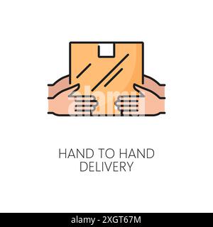 Delivery icon. Receiving parcel from delivery man. Cardboard box ...
