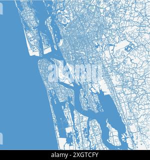 Map of Kochi (Cochin) in India in grayscale. Contains layered vector ...