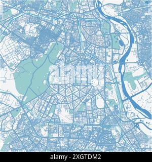 Map of New Delhi in India in grayscale. Contains layered vector with ...