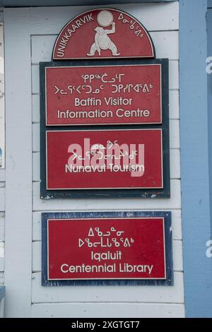 Bilingual Sinaa Street sign in English and Inuktitut in Iqaluit ...