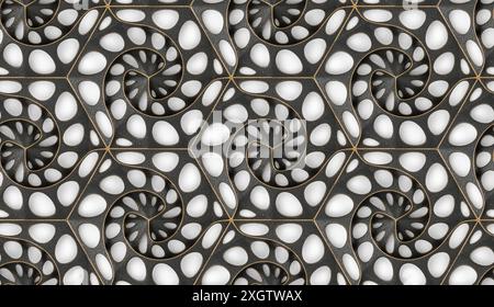 3d wooden spiral panels, hexagon, eco panels natural background Stock ...