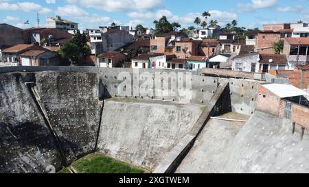 catu, bahia, brazil - june 20, 2024: view of a concrete wall to protect ...