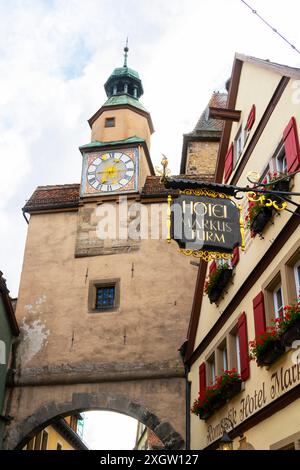 Marcus Tower and the Roder Arch on Rothenburg ob der Tauber; Bavaria ...
