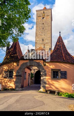 The Burgtor (castle gate) in Rothenburg ob der Tauber, Germany Stock ...