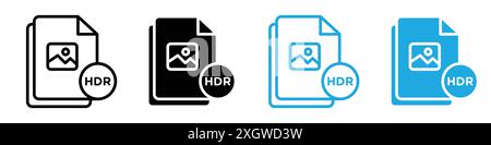 HDR image file extension icon Black line art vector in black and white ...