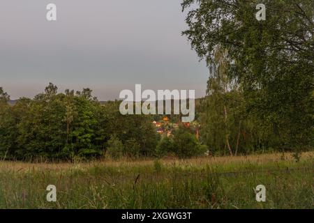 Landscape near Tisova village and Kraslice town before color sunrise ...