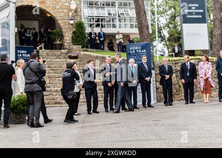 King Felipe VI greets the authorities upon his arrival at the ...