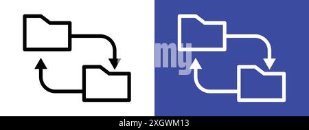 Synchronization icon logo sign vector outline in black and white color ...