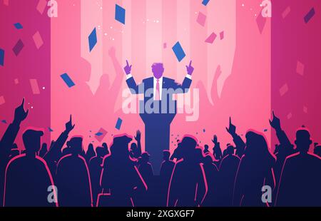 US presidential election candidate giving speech vibrant crowd ...