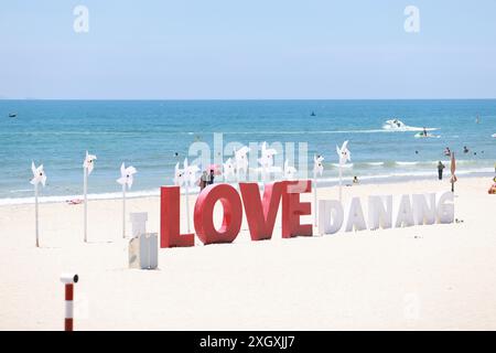 the wording installation" I Love Da Nang" on the beach of My Khe beach ...