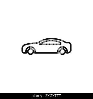 Car side view icon logo sign vector outline in black and white color ...