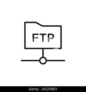 FTP icon logo sign vector outline in black and white color Stock Vector ...