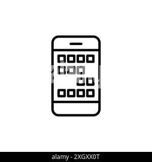 Mobile notch icon logo sign vector outline in black and white color ...