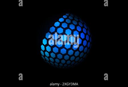 vector illustration of a honeycomb hexagon sphere isolated on white ...