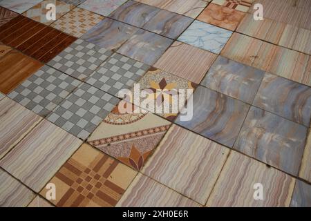 Floor Covered with Ceramic Tiles in Various Designs, Patterns, and Rich ...