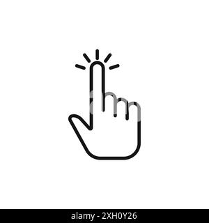 Clicking finger icon logo sign vector outline in black and white color ...