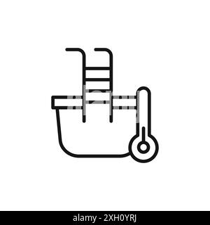 Cold plunge icon logo sign vector outline in black and white color ...