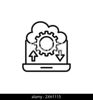 Data Migration icon logo sign vector outline in black and white color ...