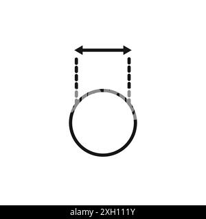 diameter size icon logo sign vector outline in black and white color ...