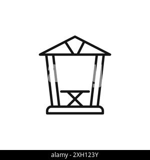 Gazebo icon logo sign vector outline in black and white color Stock ...