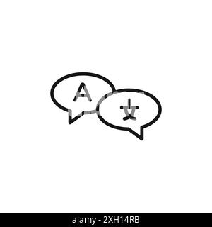 Language translation icon logo sign vector outline in black and white ...