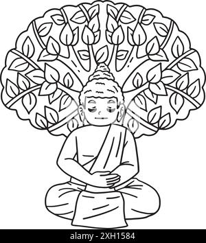 Buddhism Buddha Under Bodhi Tree Coloring Page Stock Vector Image & Art ...